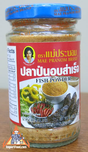 Fish powder with chili, 1.4 oz jar, available online from ImportFood.com
