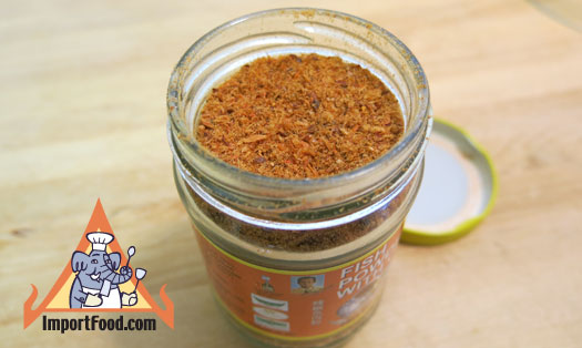 Fish powder with chili, 3.5 oz jar, available online from ImportFood.com
